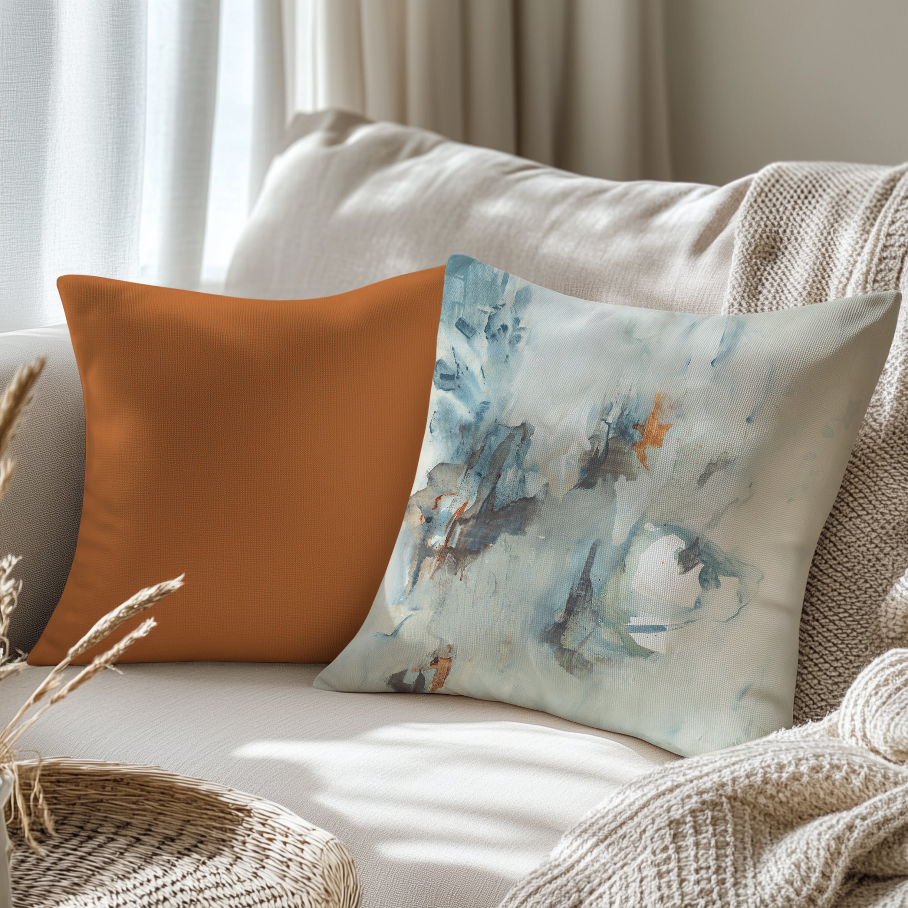 Rust Coloured Plain Cushion - Amanda Heath Art