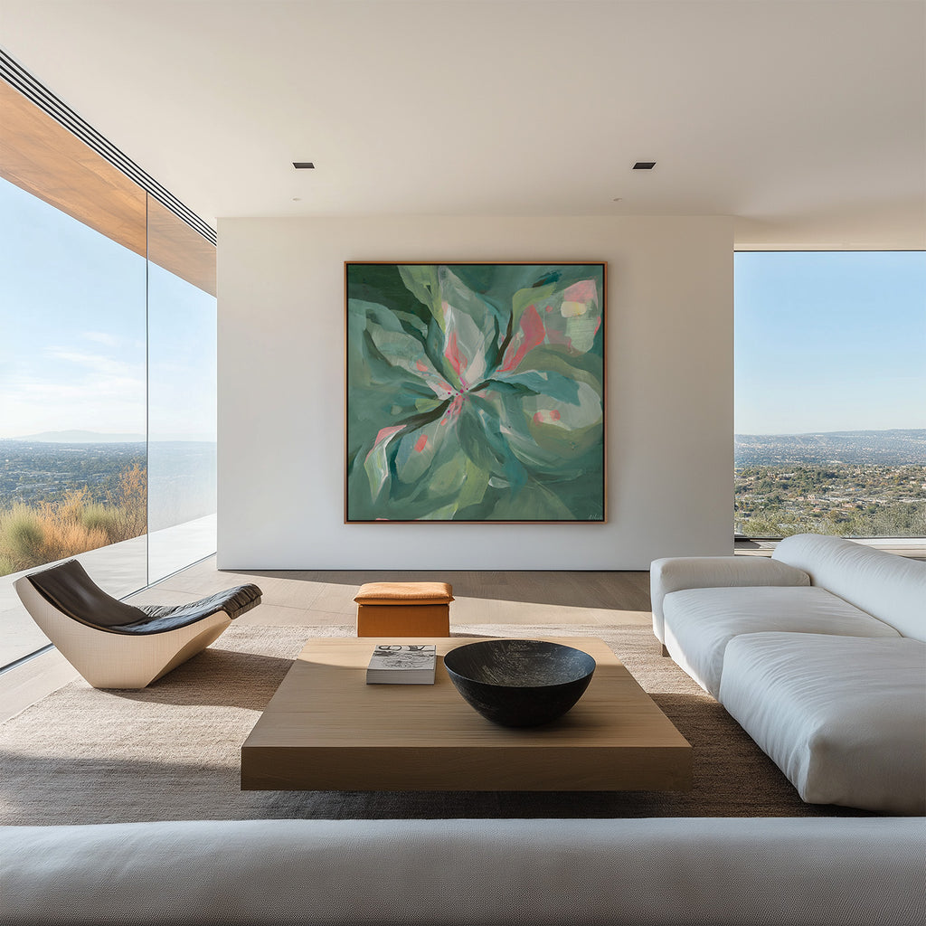 Wildflower Green Abstract Floral Canvas Art Print | Amanda Heath Art